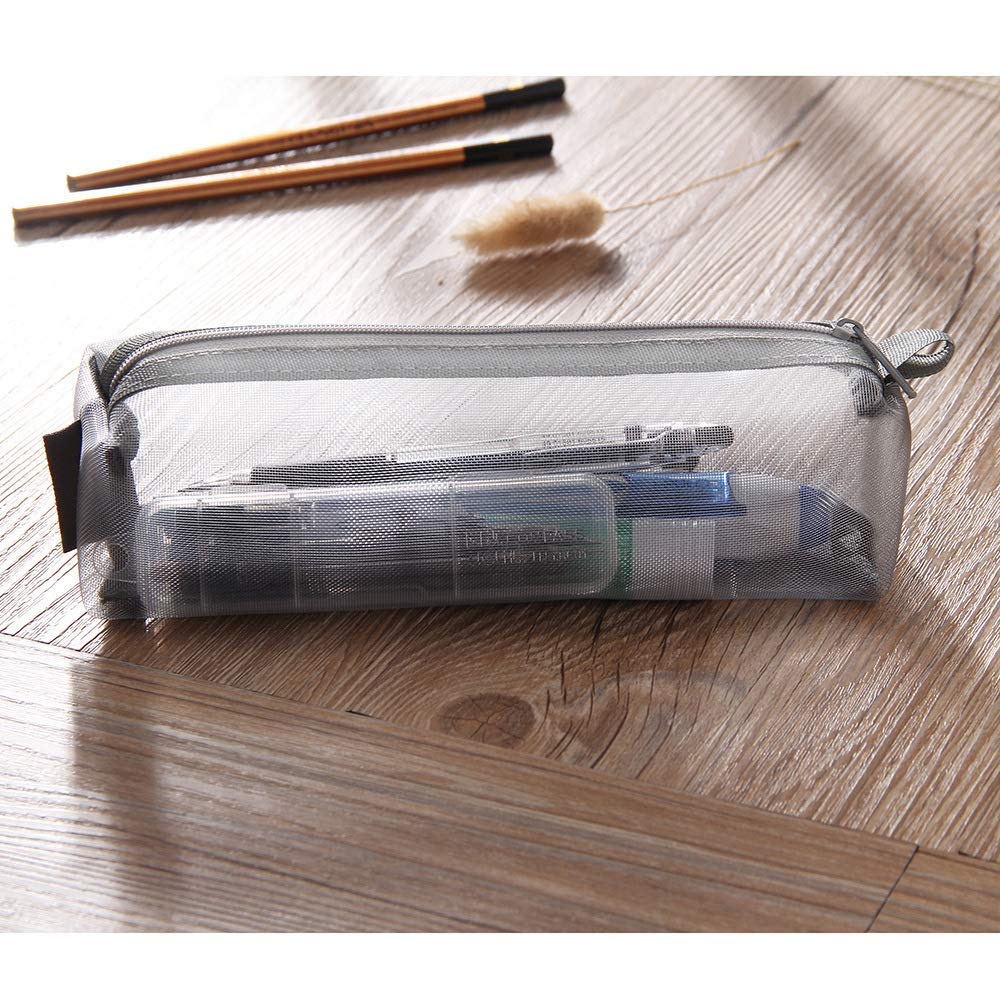Kinhshion Mesh Pen Bag Pencil Case Makeup Tool Bag Storage Pouch Purse