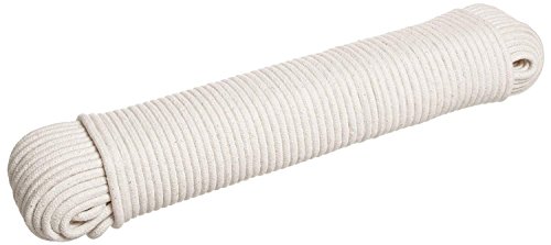 HLLbuy Solid Cotton Rope Clothesline Cotton Rope 1/6''and 1/4'' by 50ft and 100ft All Purpose for Indoor&Outdoor Use, Crafting and Art Projects(100ft)