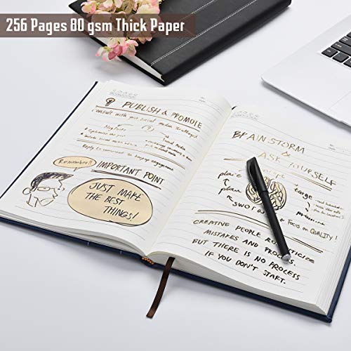 OZCHIN Large Notebooks and Journals Classic Hardcover Notebook 8 x 11 inch 128 Sheets (256 pages) Leather Notebook Journals to Write in for Women Men (Blue)