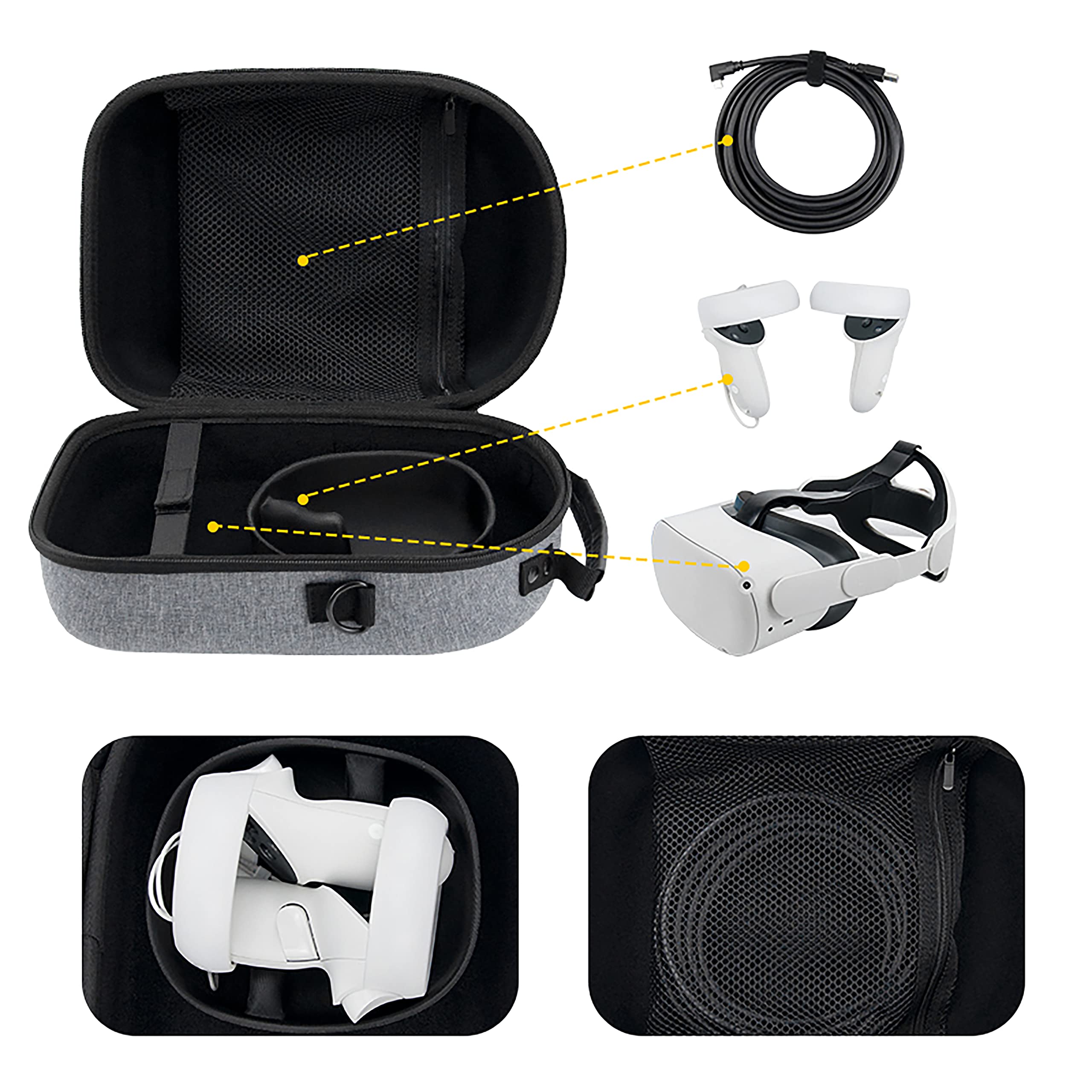 AOLDHYY subeirey for Oculus Quest 2 Case, VR Gaming Headset and Touch Controllers Quest 2 Accessories Hard Carrying Bag, Virtual Reality Headset Storage Bag Suitable for Travel and Home Storage.