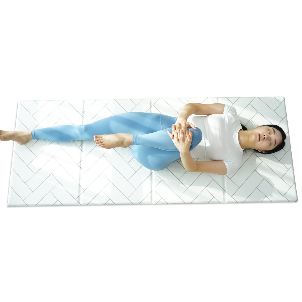6mm x 70cm x 180cm Reversible Herringbone mat Folding Yoga Mat Floor Fitness & Exercise Pilates Workout Anti-Slip