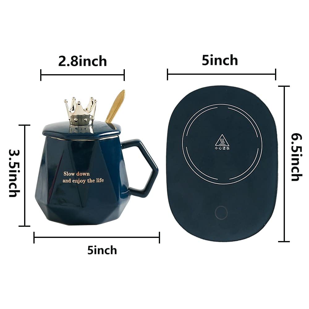 Coffee Warmer for Desk, with Mug Set. Cup Warmer Tea Warmer, Electric Beverage Warmer, Drink Warmer for Cocoa, Tea, Milk Gifts for Father's Day. Mr and Mrs Wedding Gift, Engagement Gift(White)