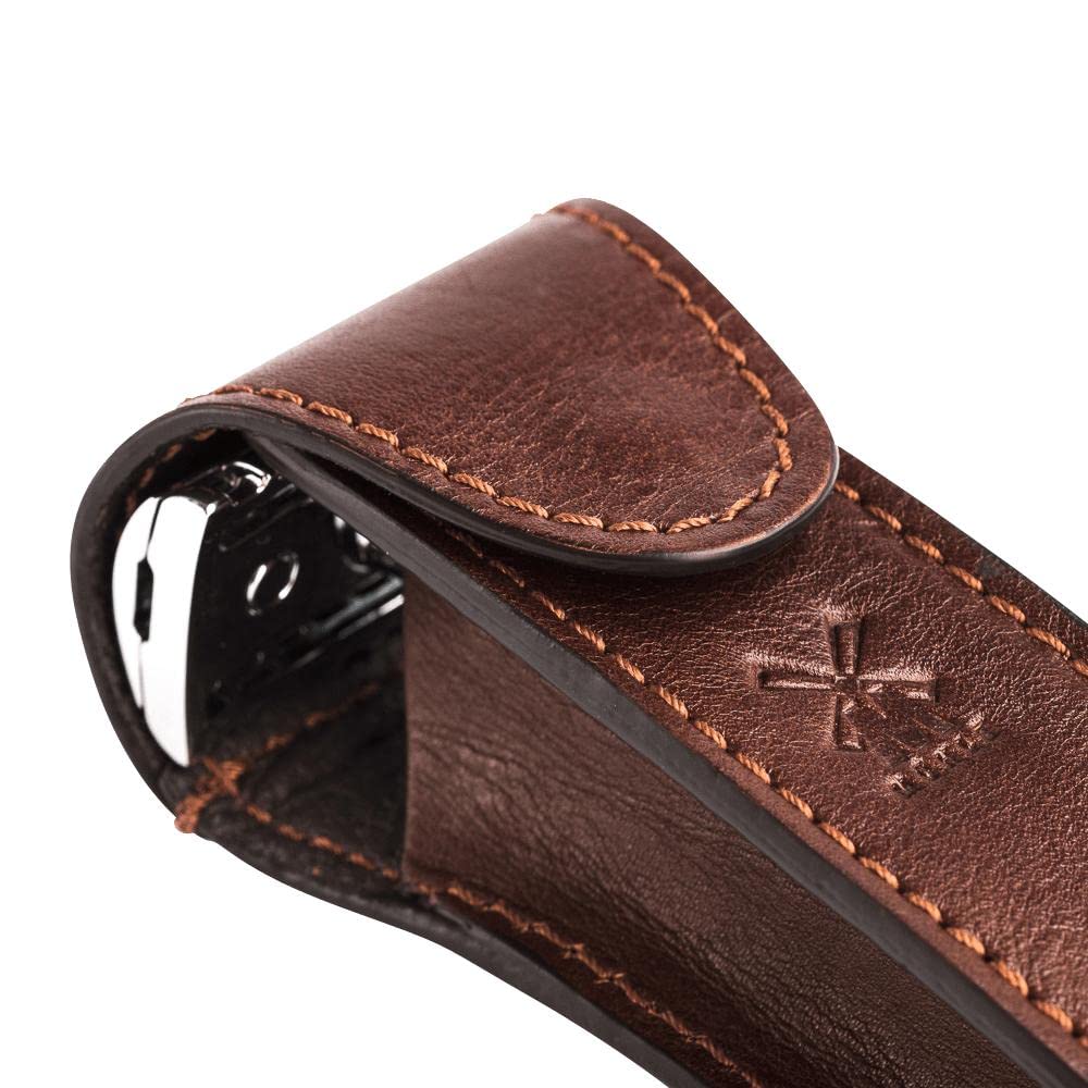 MÜHLE Brown Leather Safety Razor Travel Pouch