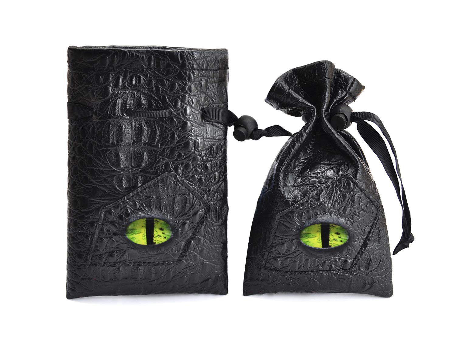 CZYY Drawstring Bag PU Leather Dice Pouch Perfect for RPG, D&D, Game (Green)