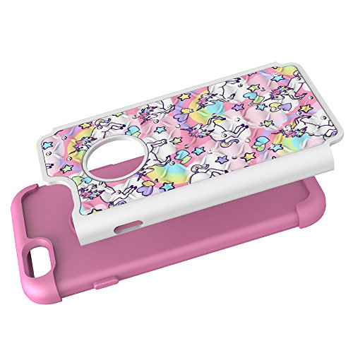 iPhone 6S Case, iPhone 6 Bling Case, Rainbow Unicorn Pattern Heavy Duty Shockproof Studded Rhinestone Crystal Bling Hybrid Case Silicone Protective Armor for Apple iPhone 6S iPhone 6