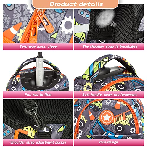 MOHCO Rolling Backpack 16 inch Kids Wheeled School Backpack Set for Boys and Girls