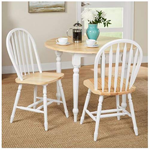 Target Marketing Systems, Inc. Set of 2 Carolina Windsor Classic Farmhouse Style Dining Chair (White/Natural)