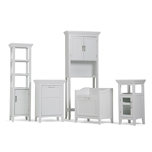 SIMPLIHOME Avington 29.9 inch H x 20.5 inch W Laundry Hamper in Pure White with 1 Storage Compartment, for the Bathroom