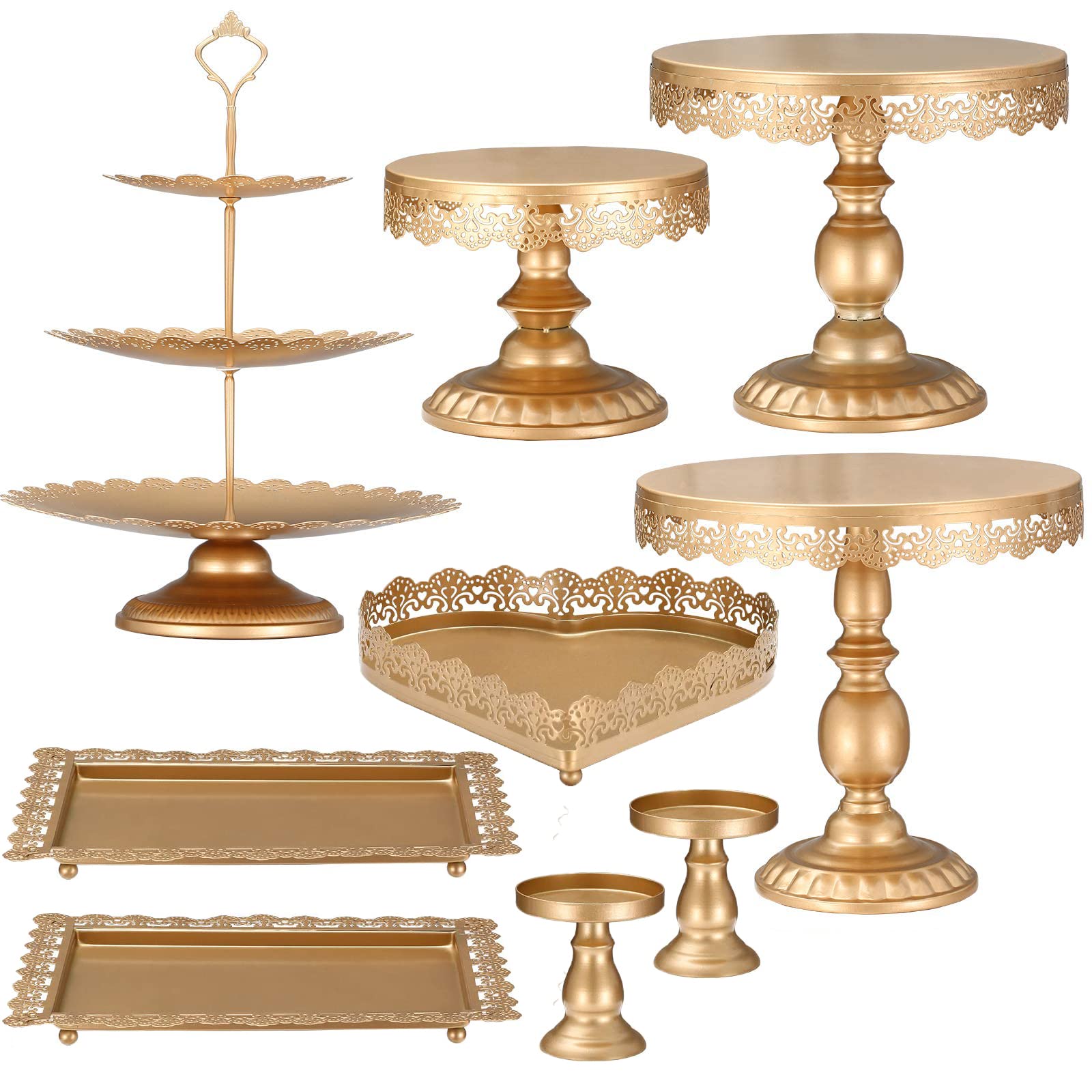 9Pcs Dessert Table Decorations Stands,Cake Stands for Dessert Table,Metal Gold Cake Stand Set for Wedding Graduation Party Dessert Table Baby Shower Birthday Anniversary Christmas