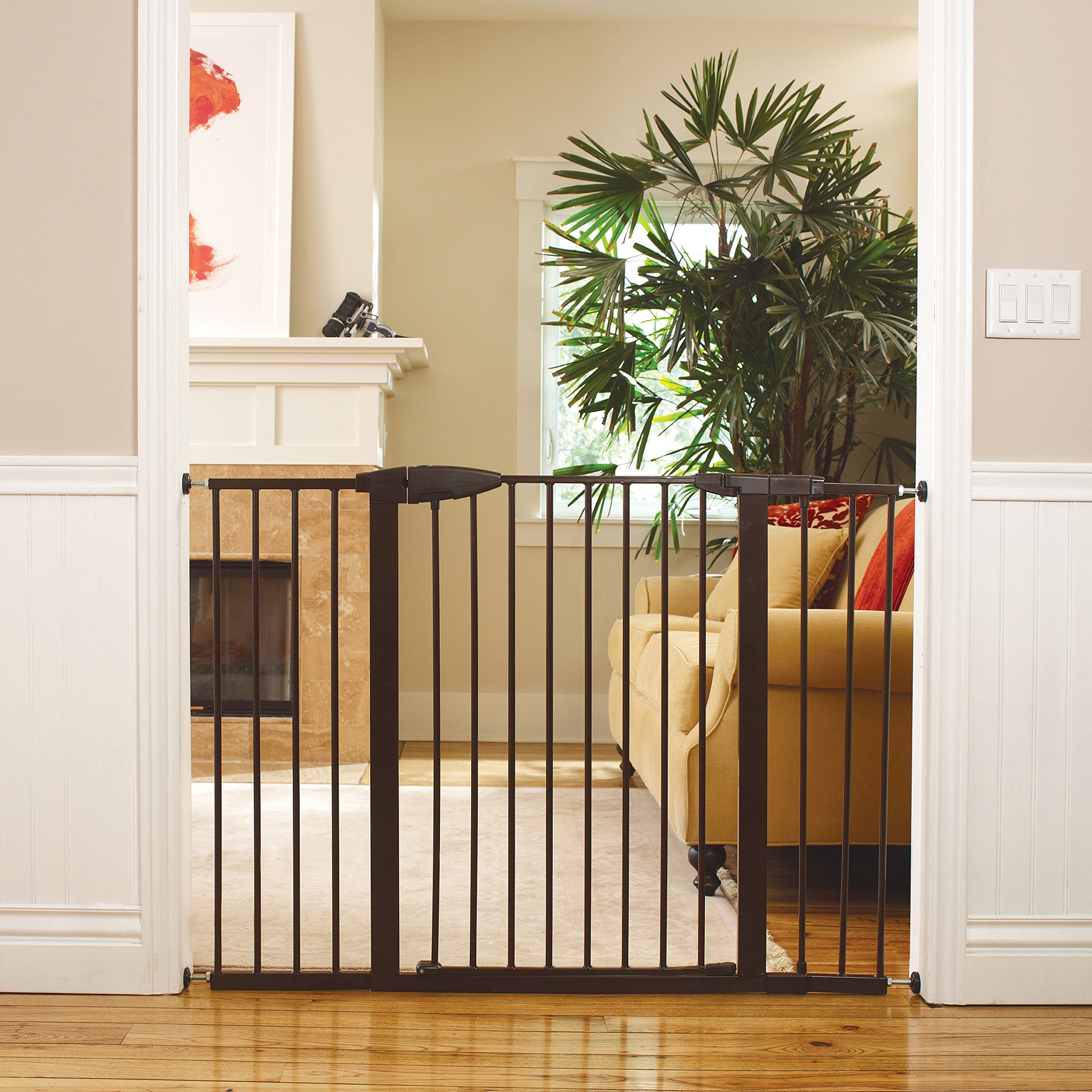 Munchkin® Easy Close XL™ Pressure Mounted Baby Gate for Stairs, Hallways and Doors, Walk Through with Door, 29.5" - 51.6" Wide, Metal, Bronze