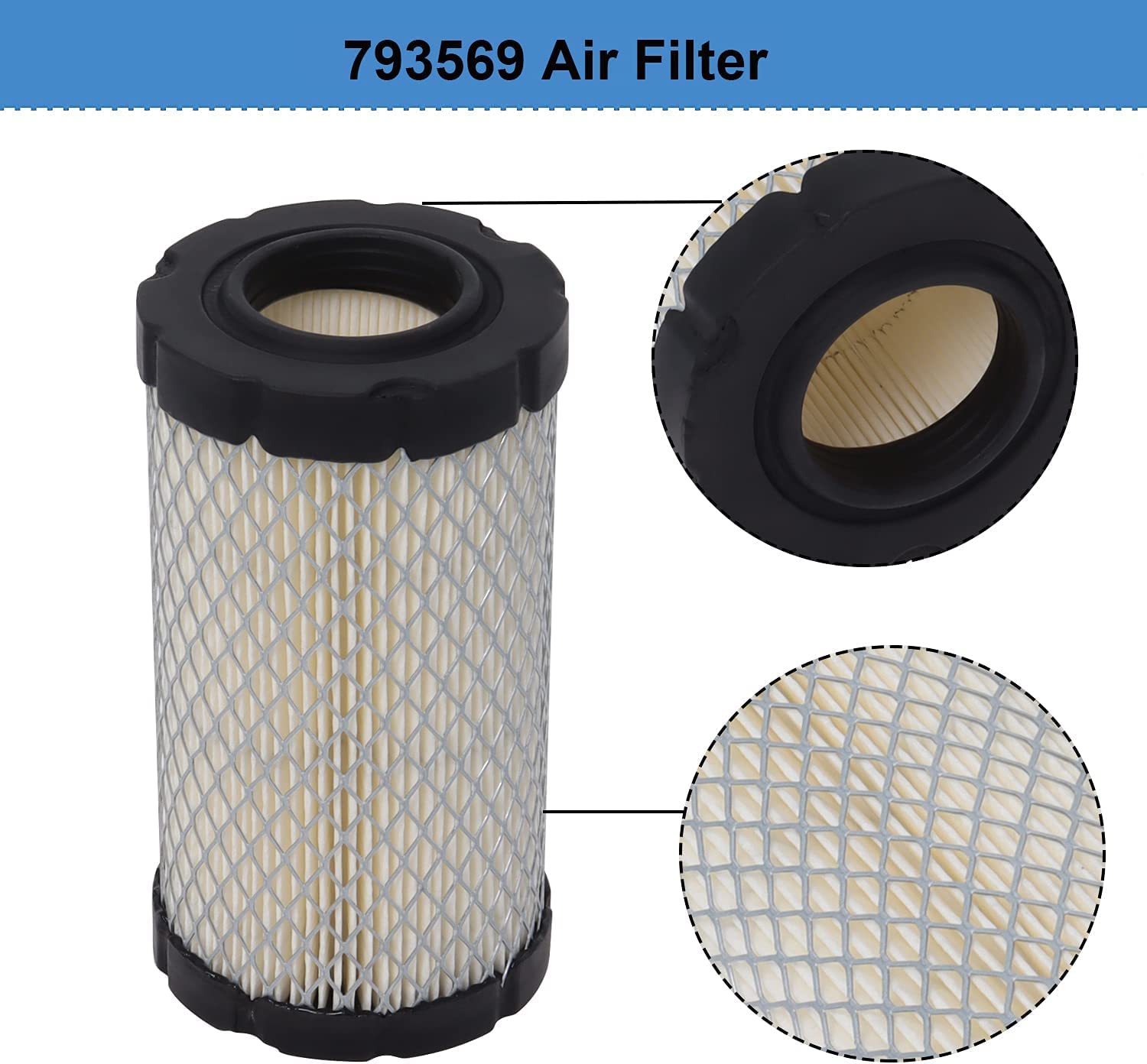 793569 Air Filter for Compatible with B-S GY21055 π ππ§πππ€ πππ«π’ππ¬ with Pre Filter 793685 MIU11511 12673 Lawn Mower Air Filter (Pack of 6)