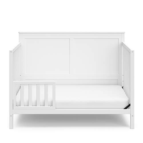 Storkcraft Alpine 5-in-1 Convertible Crib (White) β GREENGUARD Gold Certified, Converts to Toddler Bed and Full-Size Bed, Fits Standard Full-Size Crib Mattress, Adjustable Mattress Support Base