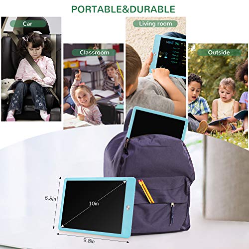 TEKFUN LCD Writing Tablet Doodle Board, 10inch Colorful Drawing Tablet Writing Pad, Girls Gifts Toys for 3 4 5 6 7 Year Old Girls Boys (Blue)