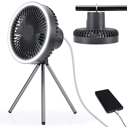 Depulat Battery Operated Fan, 10000mAH Rechargeable Portable Fan, Built-in Hanging Ring, Tripod, Camping Fans For Tents，Suitable For Home, Office, Emergency Power Outage, Shelter.