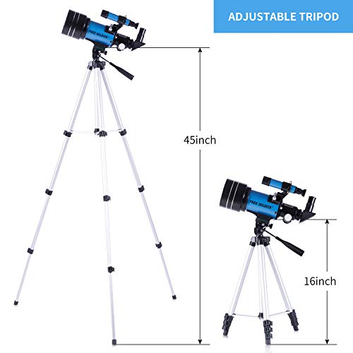 Telescope for Kids Astronomy Beginners - 70mm Aperture Refractor Telescope for Viewing Planets Stars with Adjustable Tripod Phone Adapter Wireless Remote Cool Christmas Astronomy Gifts for Kids, Blue