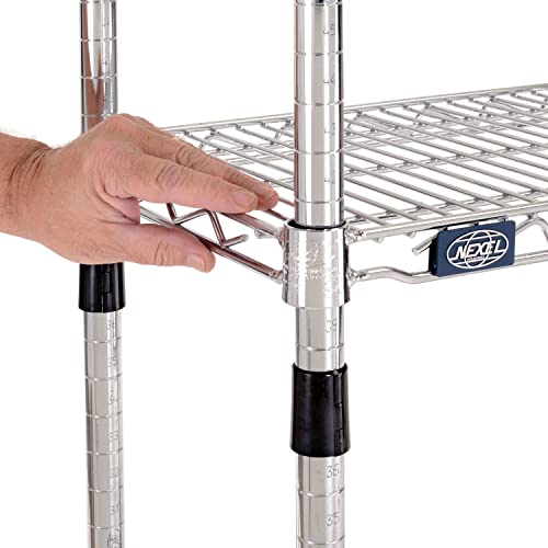 Nexel Adjustable Wire Shelving Unit, 4 Tier, Commercial Dry Storage Rack, 36" x 48" x 86", Chrome