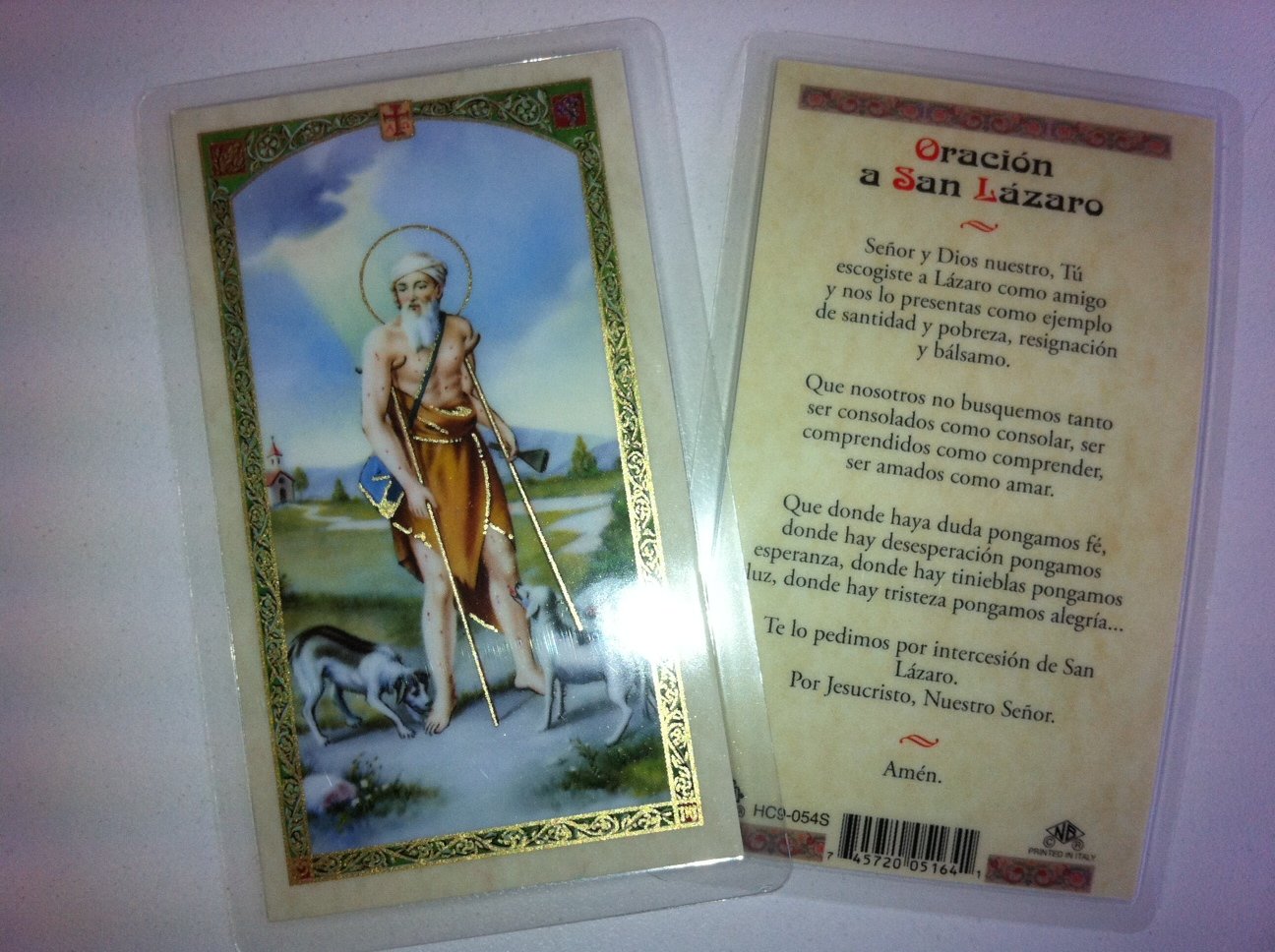 Belleka Holy Prayer Cards for The Prayer to Saint Lazarus in Spanish Set of 2.