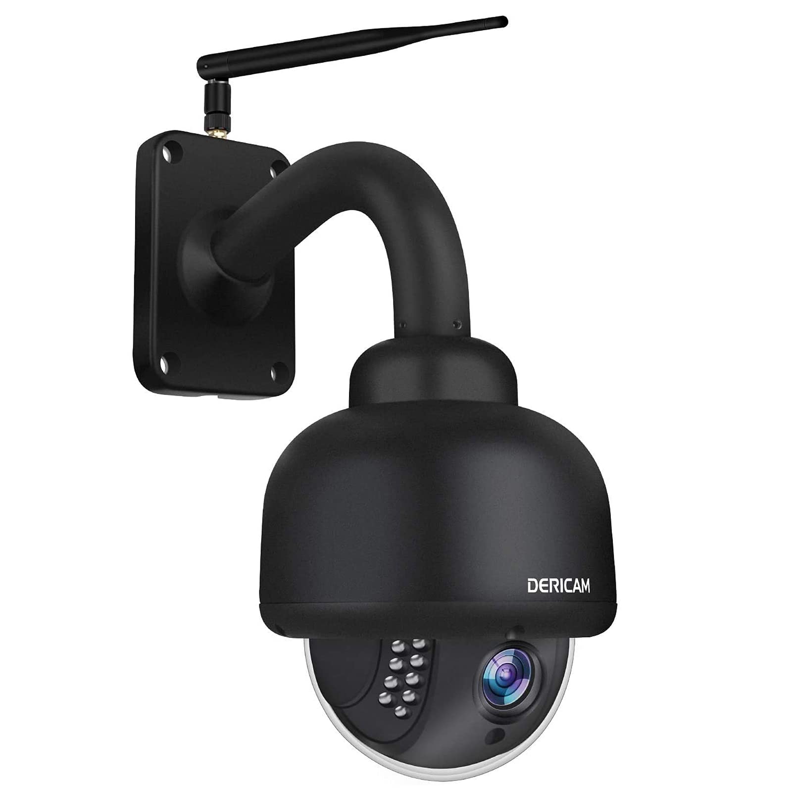 Dericam Outdoor WiFi Security Camera, Wireless PTZ Camera, HD 1080P, 4X Optical Zoom, Auto Focus, Night Vision, Motion Detection, Pre-Installed 32GB Memory Card, Black