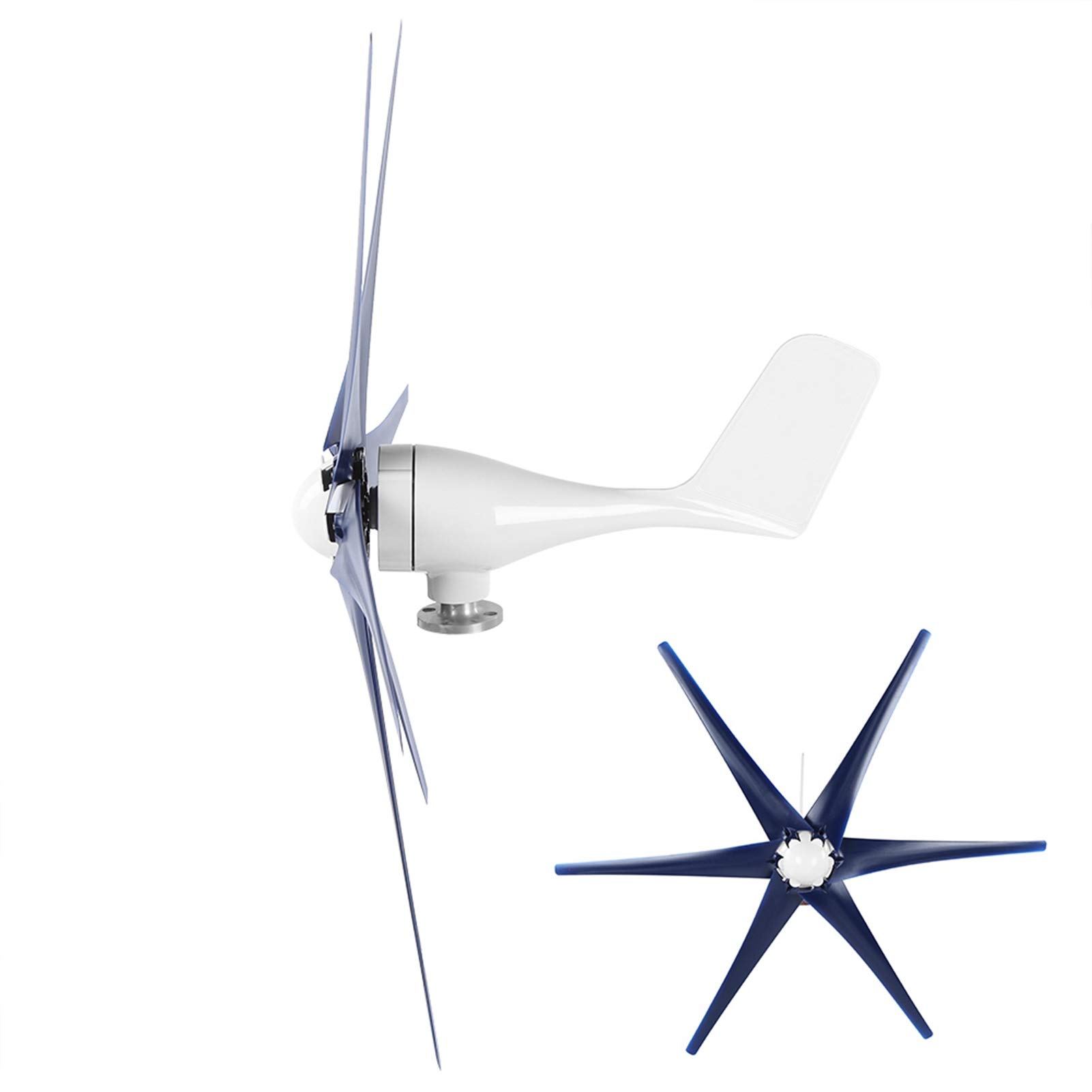800W Windmill Turbines Generator Small 6 Blade Wind Industrial Machinery Equipment for Marine Home Charging (Blue 24V)