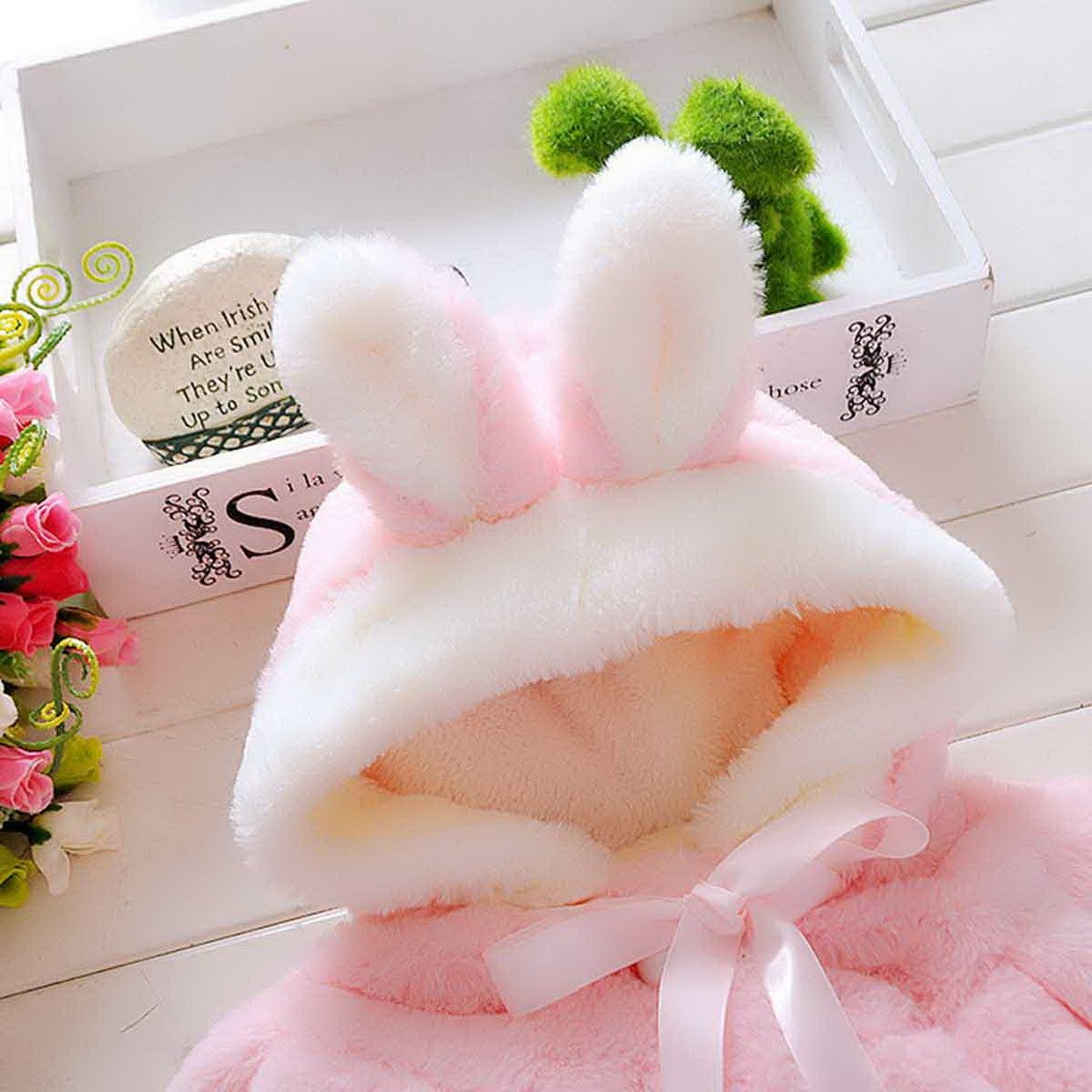 Happy Cherry Kids Infant Girls Fur Fleece Lapel Coat Winter Warm Jacket Cloak Capes Outfit Windproof Clothes for 6-12 Months Pink