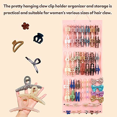 JOYMOMO Hanging Hair Claw Clips Holder Large Capacity Hair Clip Organizer Storage Display for Wall,Door,Closet(Without Claw Clips)