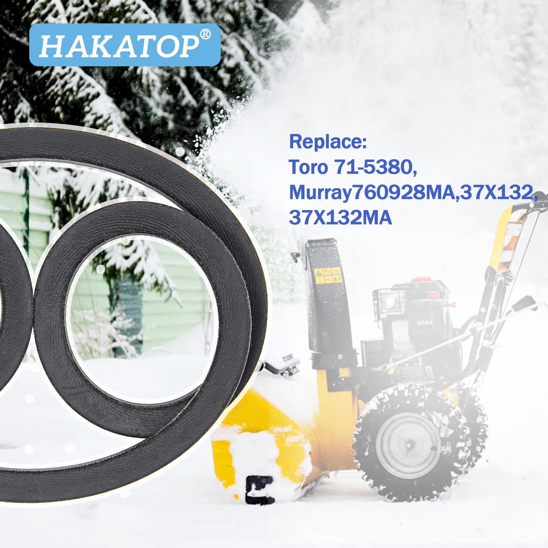 71-5381 Snowthrower Auger Drive Belt Replaces Toro 71-5380, Murray 37X132, 760928MA (3/8" X35")