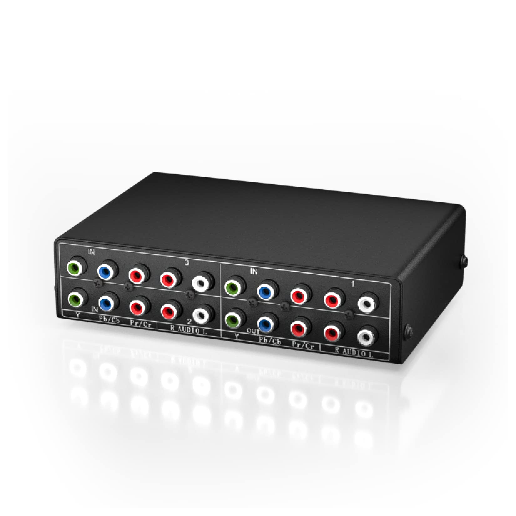 BolAAzuL Component AV Video Switch Box 3 in 1 Out, 3 Port 5 RCA YPbPr Cable RGB Component AV Switcher Selector Converter 3-Way Plug & Play for Retro Gaming PS2 Wii Xbox DVD Player TV