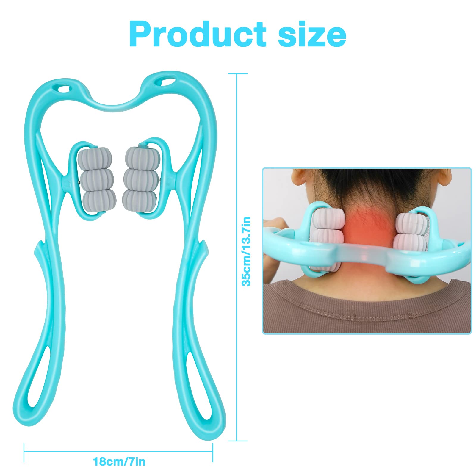 AICNLY Neck Massager, Handheld Deep Tissue Massage Stick Tool for Muscle Pain Relief, New Rotatable Design - Suitable for Neck, Hands, Legs, Relaxation, Light Weight & Portable