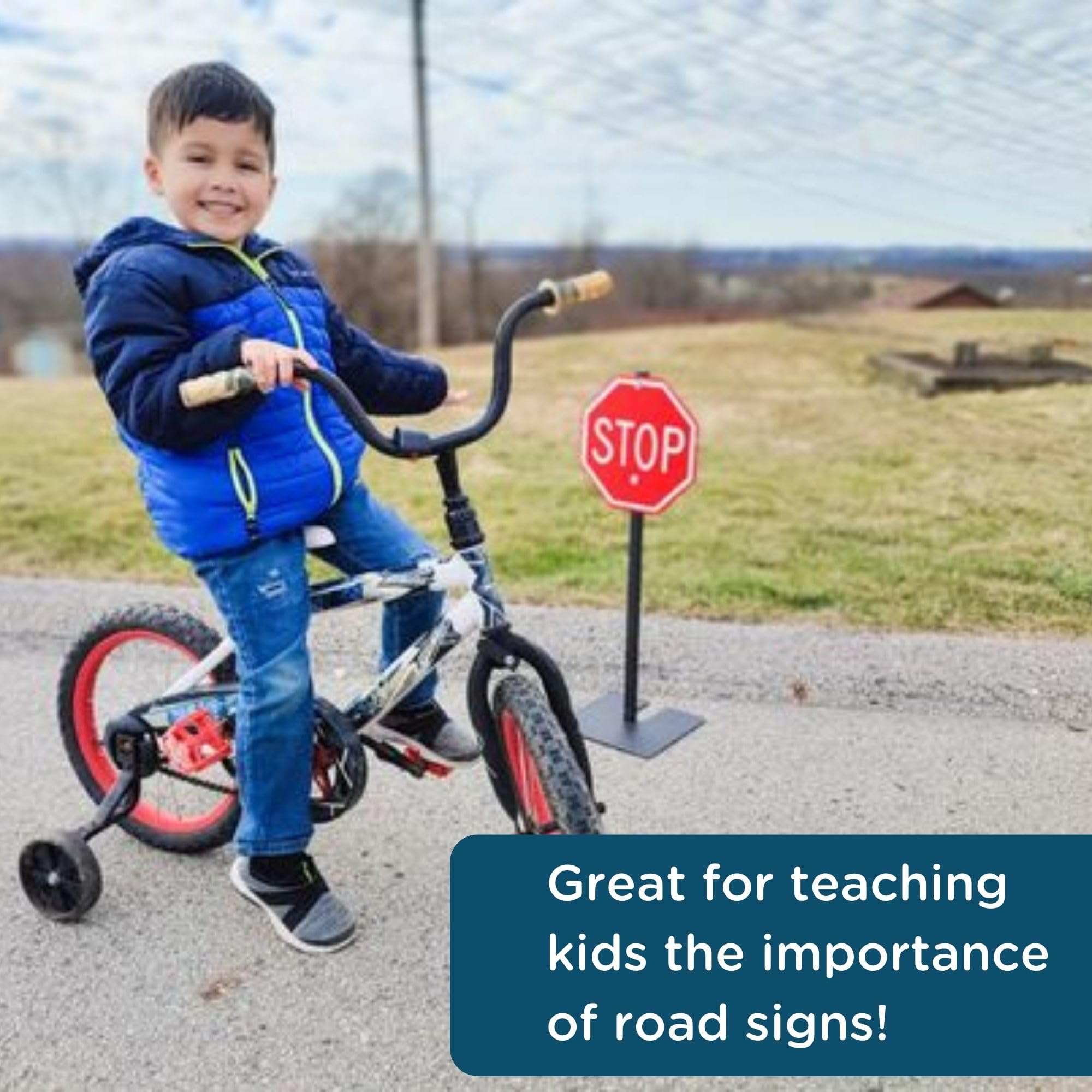 Children’s Factory Traffic Signs Set of 4, Outdoor Play Equipment for Daycare, Preschool, Playground, Kids Playhouse