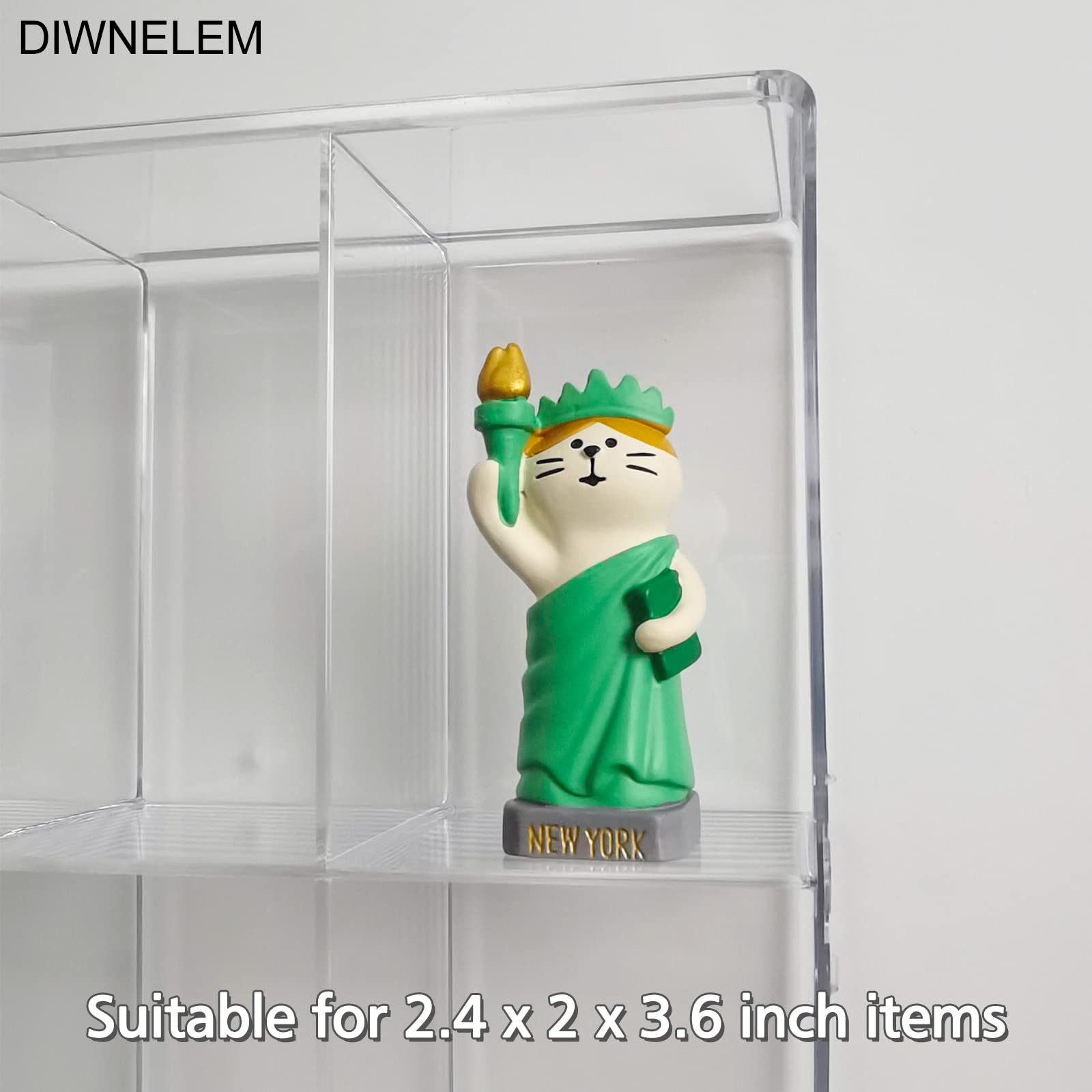 DIWNELEM Acrylic Display Case Cabinet Stand 6 Compartments Storage Box Display Showcase Shelf for Toys Rock Stone Collectibles & Mini Figure Action (7.5 * 2.1 * 8 inch)