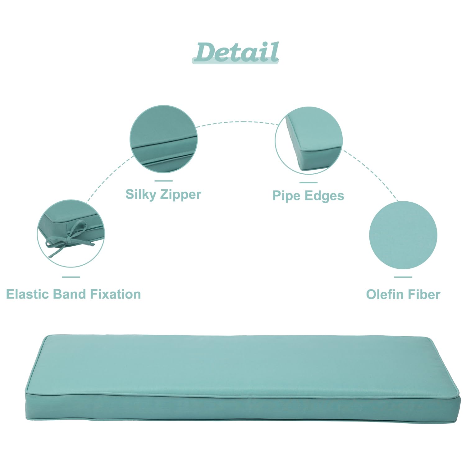 Aoodor Patio Bench Cushion Outdoor Olefin Fabric Slipcover Sponge Foam - Beige