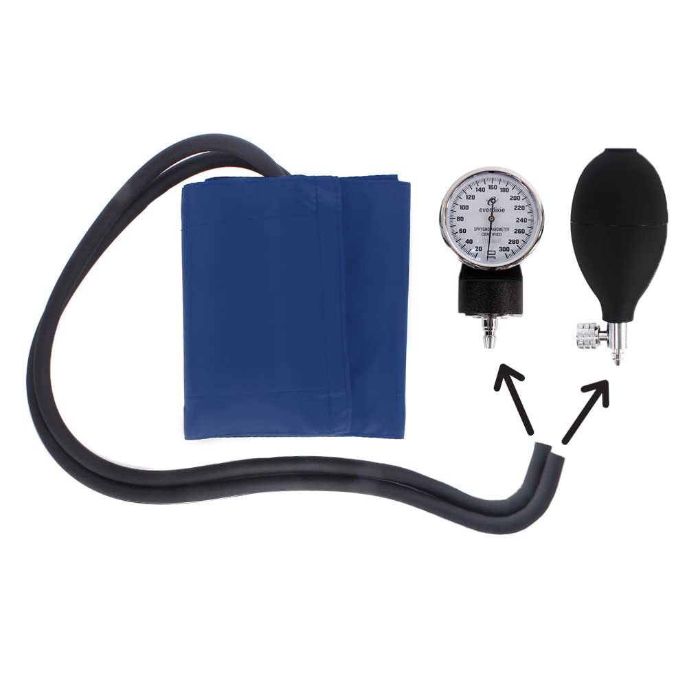 Dixie Ems Deluxe Aneroid Sphygmomanometer Blood Pressure Set W/Adult Cuff, Carrying Case and Calibration Tool - Navy