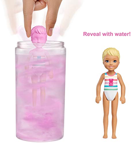 Barbie Color Reveal Chelsea Doll with 6 Surprises: Water Reveals Doll’s Look & Creates Color Change on Leotard Graphic