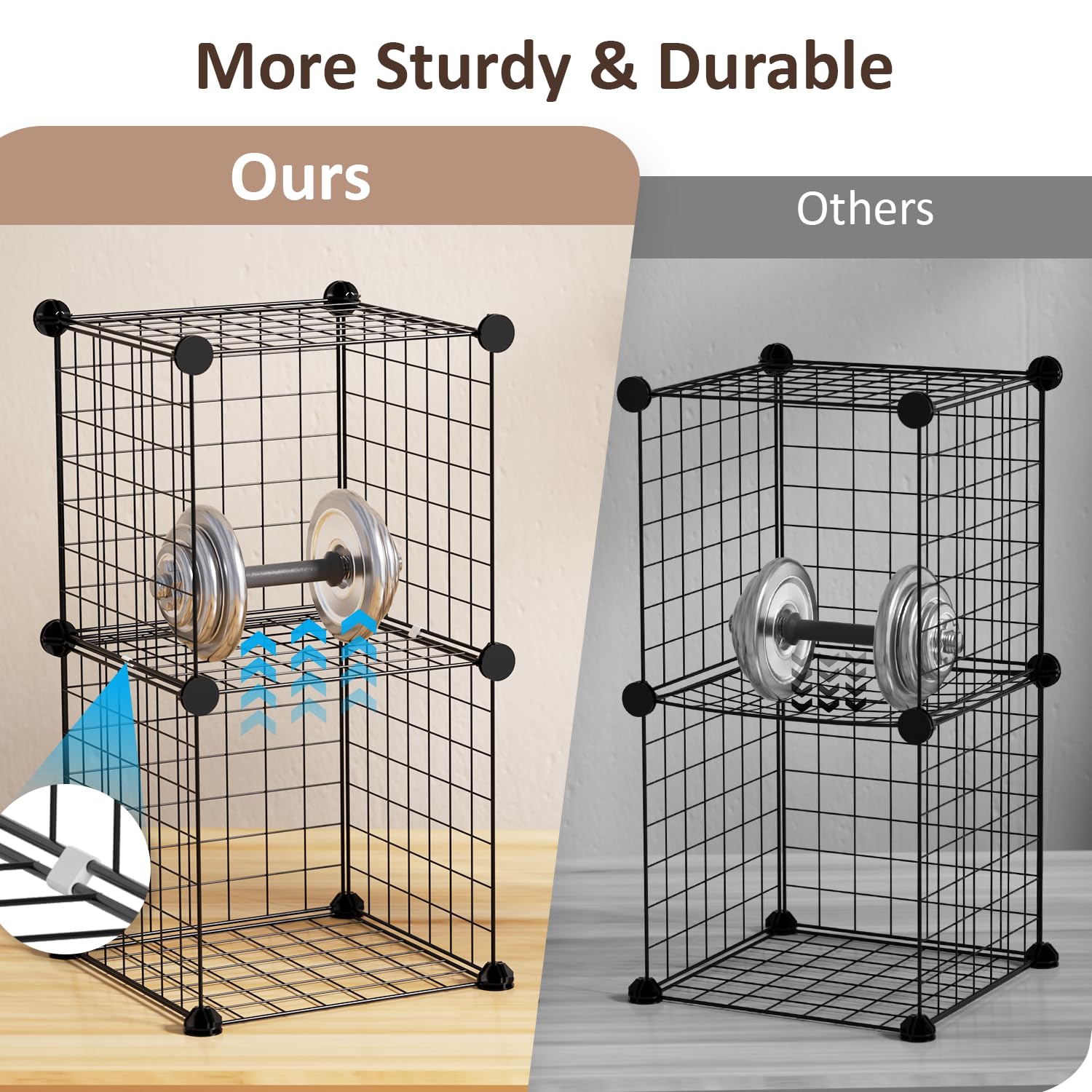 Almaybe Cube Storage Organizer, 6 Cubes Stackable DIY Metal Wire Cube Storage Shelf for Closet Organizers and Storage, Bookshelf Storage Cubes for Bedroom Living Room Office - 11.8"× 11.8" 25Pcs Black