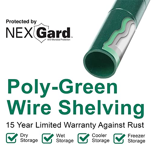 Nexel Poly-Green Adjustable Wire Shelving Unit, 4 Tier, Heavy Duty Commerical Storage Organizer Wire Rack, 24" x 30" x 74", Green