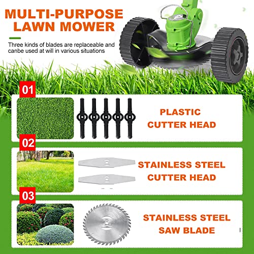 Cordless Lawn Trimmer Weed Wacker,24V 2.0Ah Li-Ion Battery Powered Grass Trimmer Lawn Edger with Cutting Blade,Lightweight Grass Trimmer Adjustable Height Weed Eater Tool for Garden and Yard