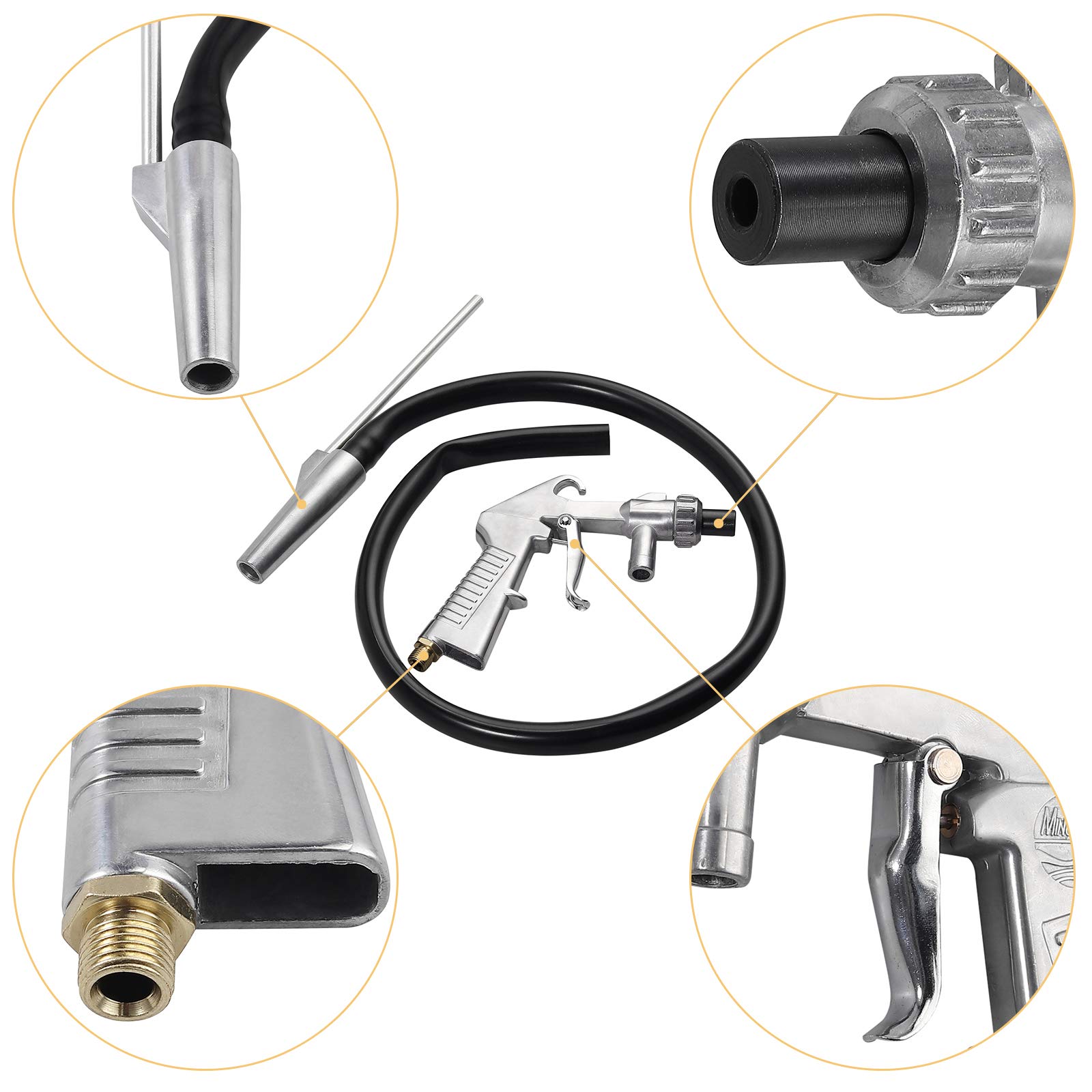 AMTOVL Sandblaster Gun Kit, Sandblaster + Sand Suction Pipe+ Ceramic Nozzles + Extra Iron Nozzle Tip Set for Abrasive Sand Blasting Derusting