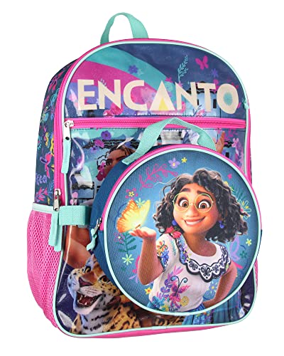 Bioworld Disney Encanto 5 Pc Backpack Set Lunch Box Pencil Case Keychain and Carabiner