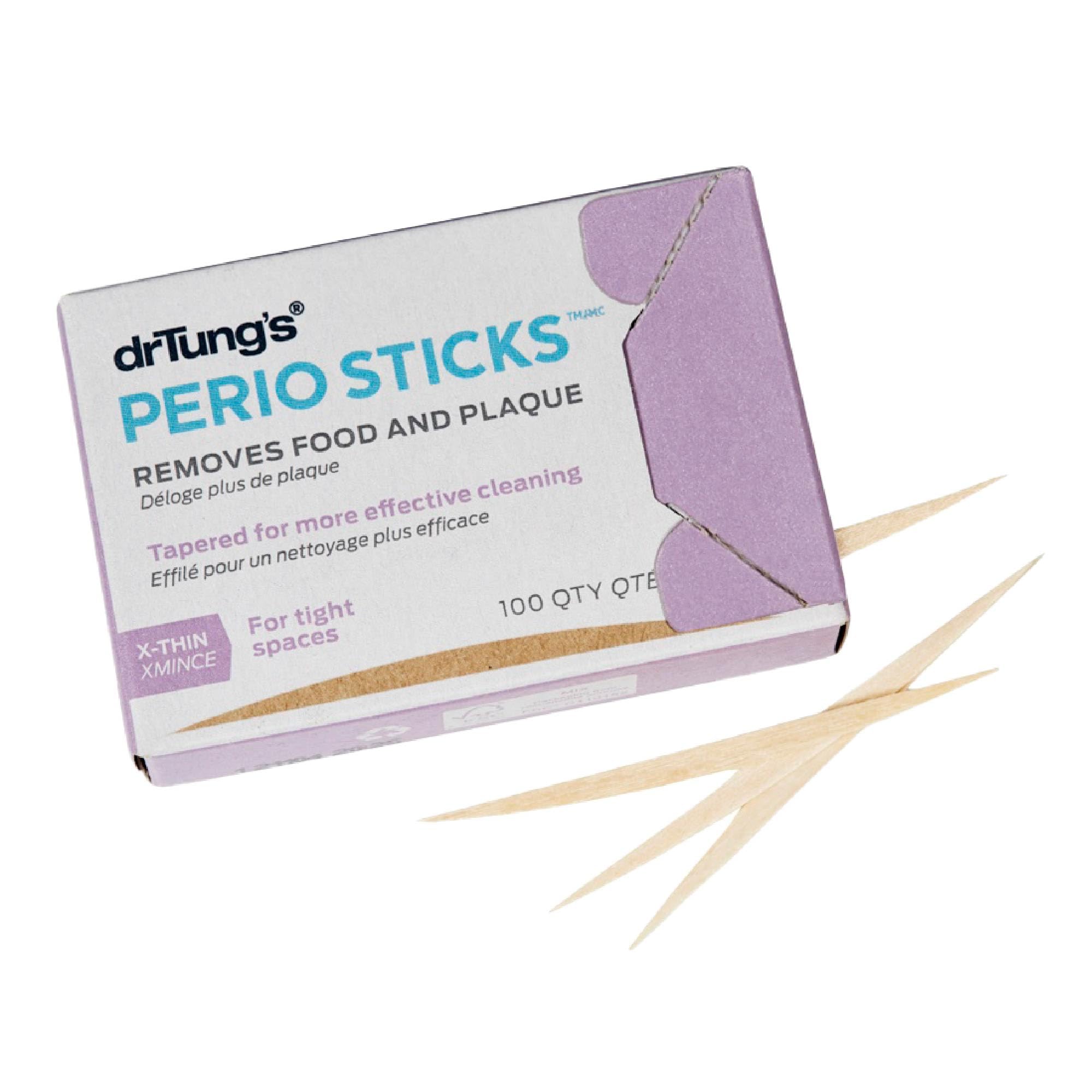 DrTung's Double-Sided Perio Sticks - Dental Sticks for Humans, Dental Floss Picks, Plaque Remover for Teeth, Dental Toothpicks, Dental Picks for Teeth Cleaning - X-Thin, 100 Count (Pack of 6)
