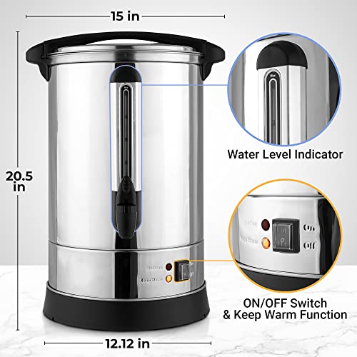 Zulay Premium 100 Cup Commercial Coffee Urn - Stainless Steel Large Coffee Dispenser For Quick Brewing - Automatic Hot Water Dispenser - Ideal for Large Crowds - Coffee Dispenser For Any Occasion