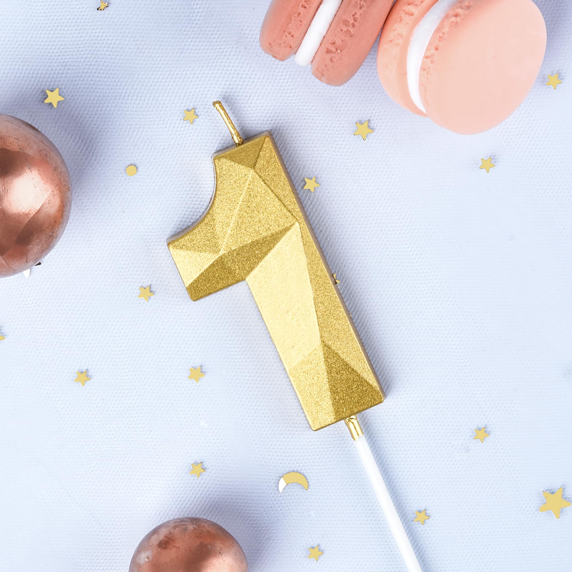 CAKE CODE 2.76 Inch Crystal Gold 1 Number Birthday Candles, Gold Number Candles, Cake Number Candles, Party Celebration