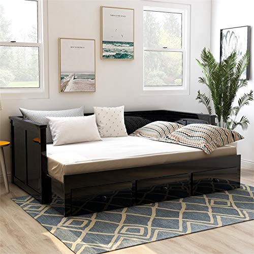 Pemberly Row Full Panel Storage Daybed in Black