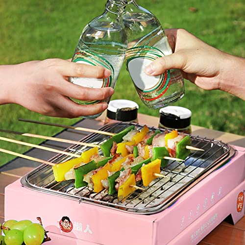 Airshi Charcoal Grill, Compact Detachable Single Use Outdoor BBQ Smoker Grill (Pink (containing 30 Charcoal))