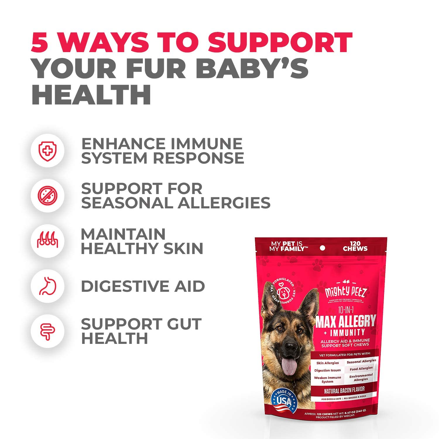 Mighty Petz MAX Dog Allergy Relief + Mighty Petz MAX Dog Multivitamin Bundle