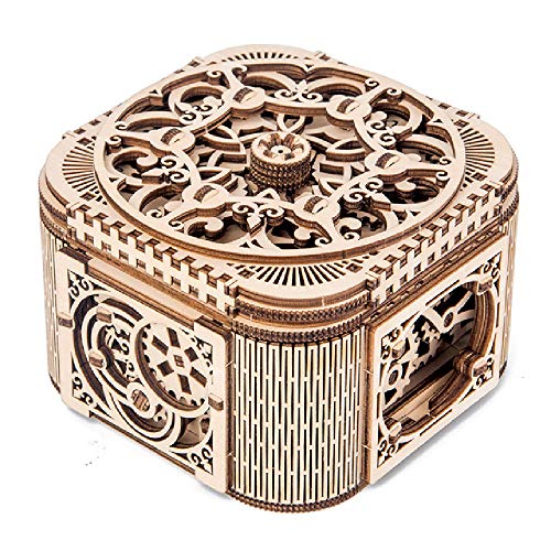 Quenny creative wooden mechanical transmission jewelry box,assembled model Valentine's day gift.