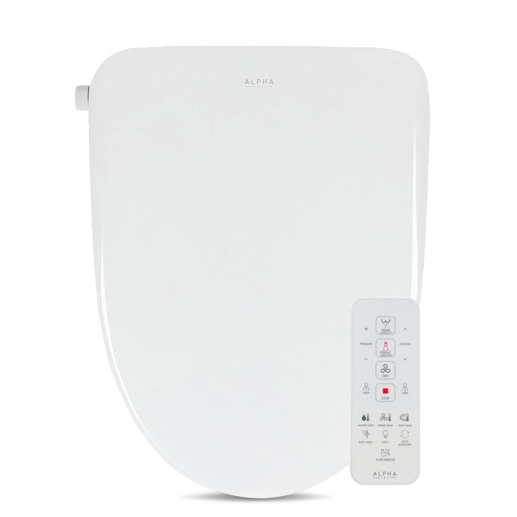 Alpha Bidet JX2 & UX Pearl Bidet Toilet Seats with Endless Warm Water, LED Lights, Wireless Remote, Stainless Steel Nozzles