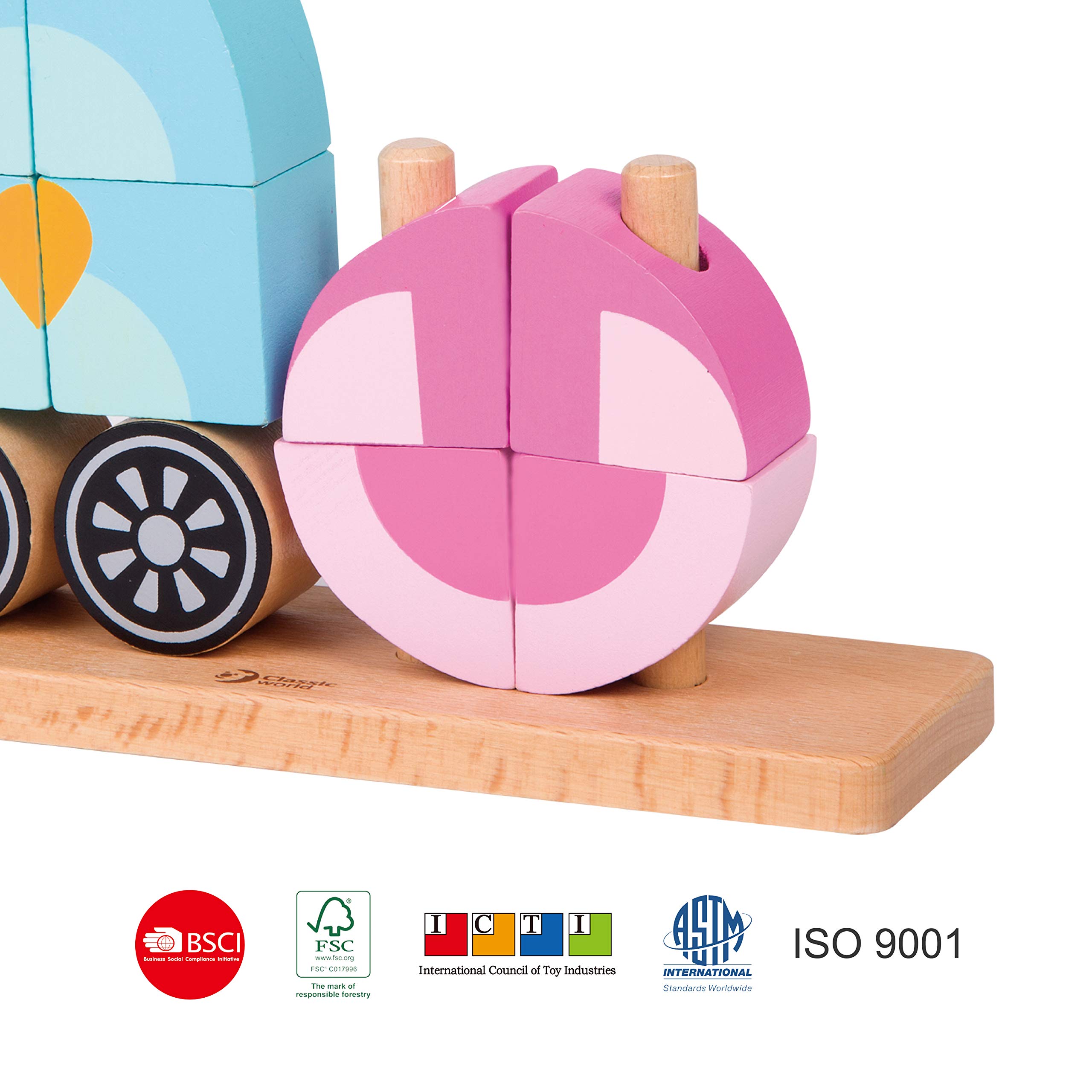 Classic World Wooden Toddler Montessori Toys Block Puzzle, Sorting and Stacking Puzzles for Babies and Toddlers, Peg Puzzle Stacker