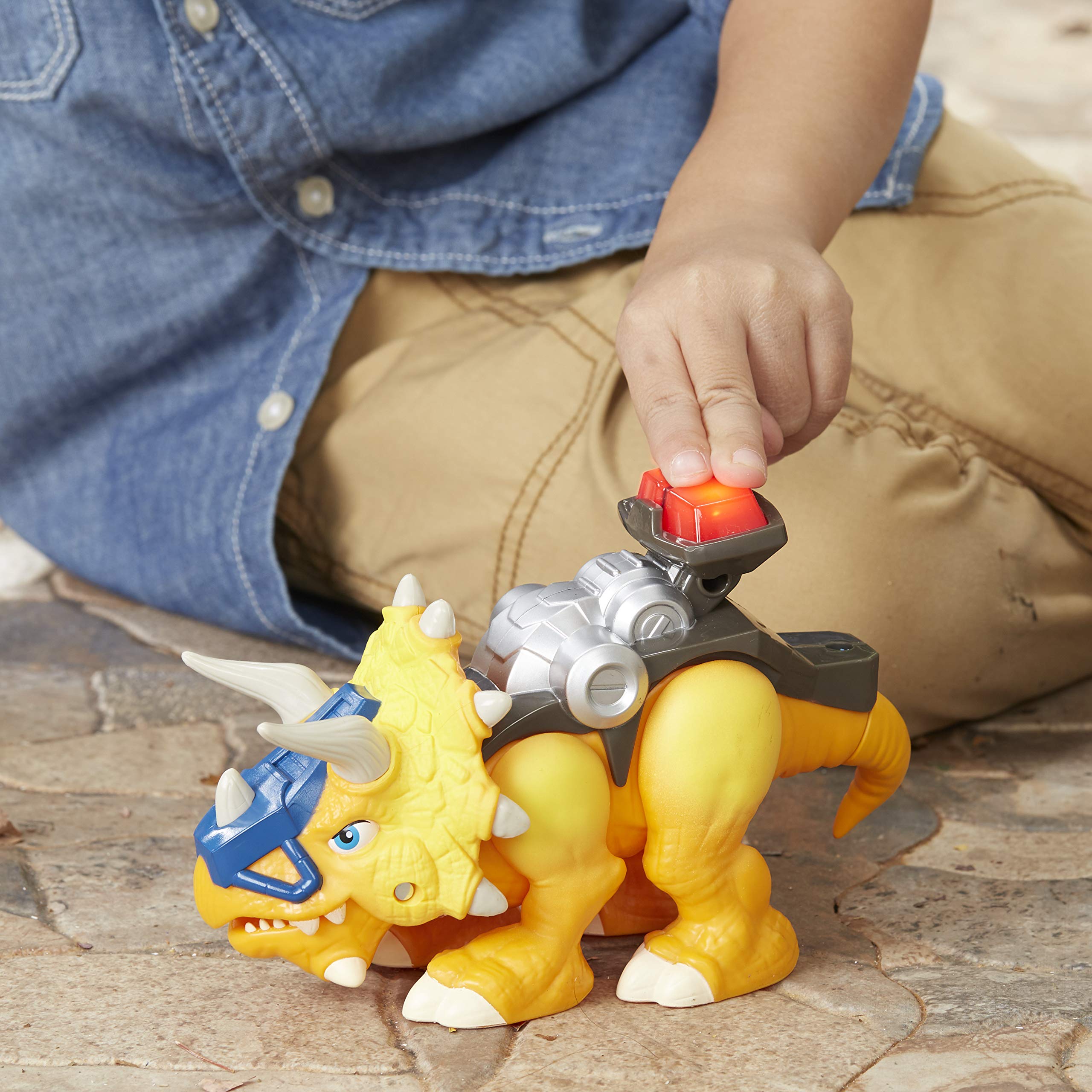 Chomp Squad Playskool Officer Lockup, Triceratops Dinosaur Figure, Police Toy with Pretend Jail Cell, Dinosaur Toy for Kids 3 Years and Up (Amazon Exclusive)