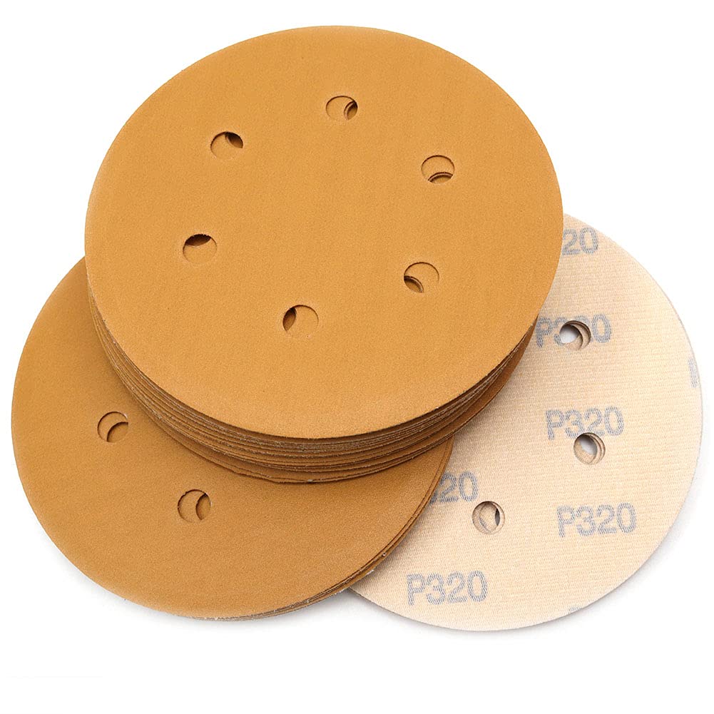 50PCS 6-Inch 6-Hole Hook and Loop Sanding Discs,80 Grit Wet Dry Random Orbital Sandpaper for Automotive and Woodworking