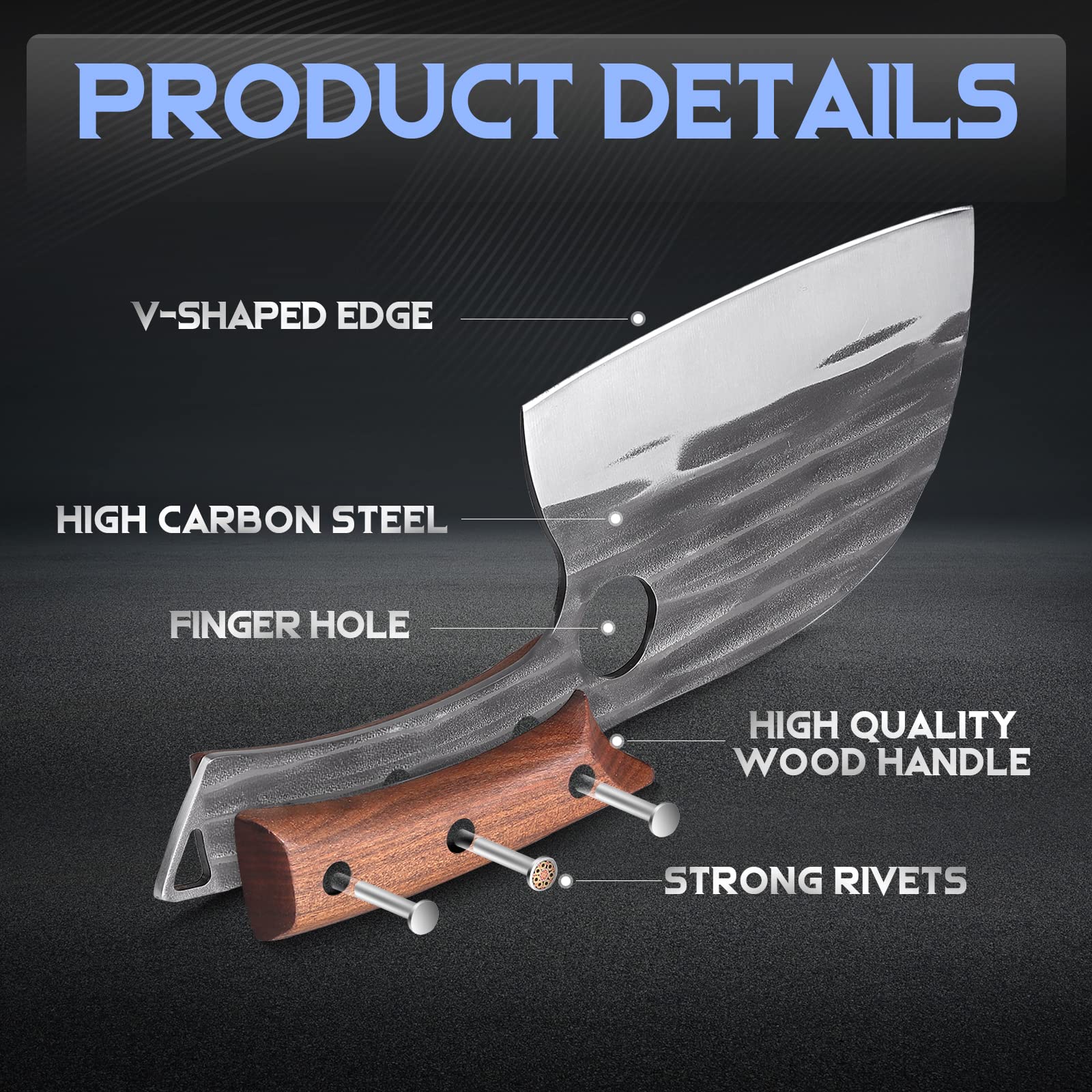 Golden Bird Serbian Meat Cleaver Knife - 6.2 Inch Serbian Knife Heavy Duty Sharp Butcher Knife for Meat Cutting, High Carbon Steel Kitchen Knife with Gift Box